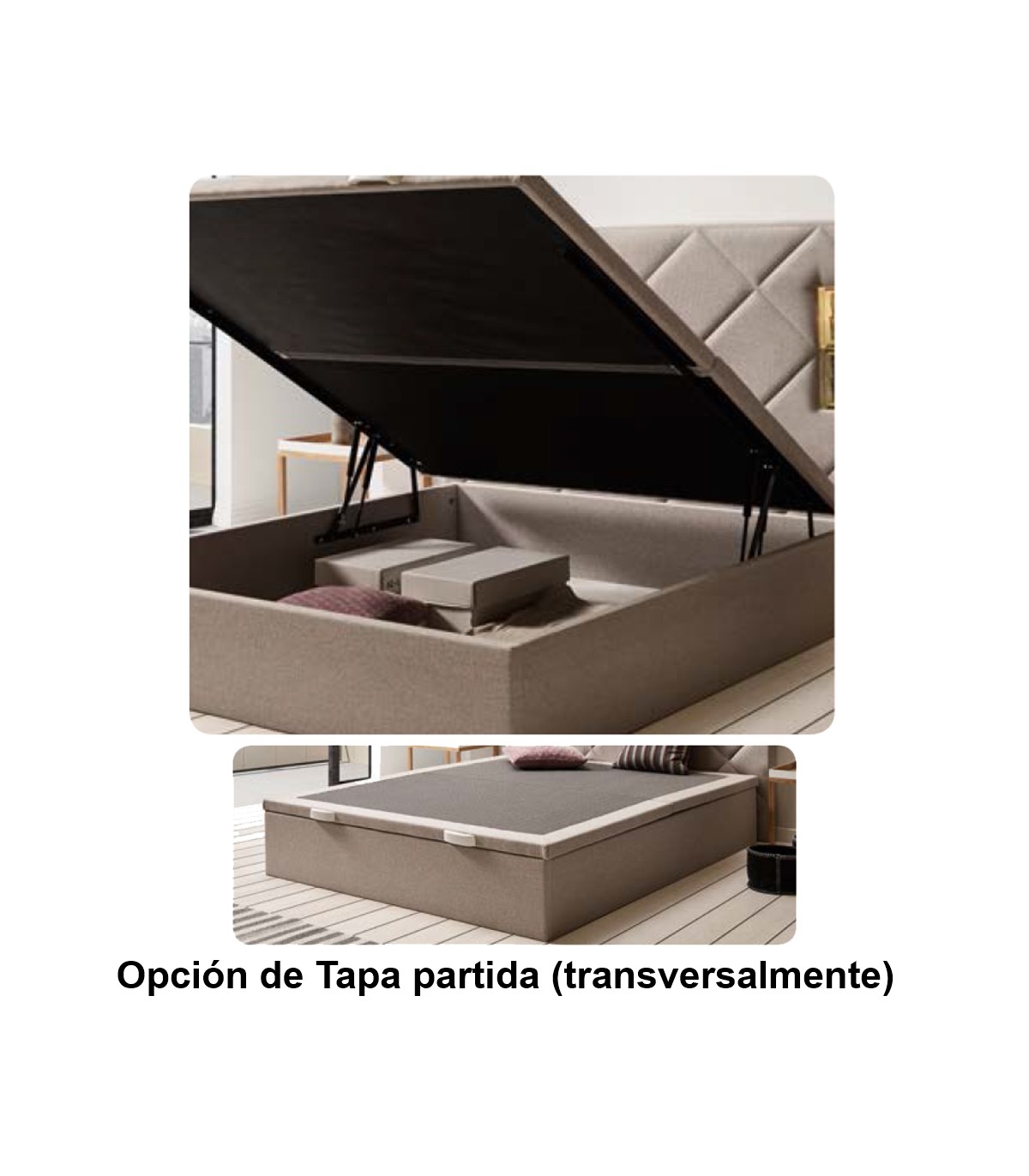 Canapé abatible S550 de madera con pata alta